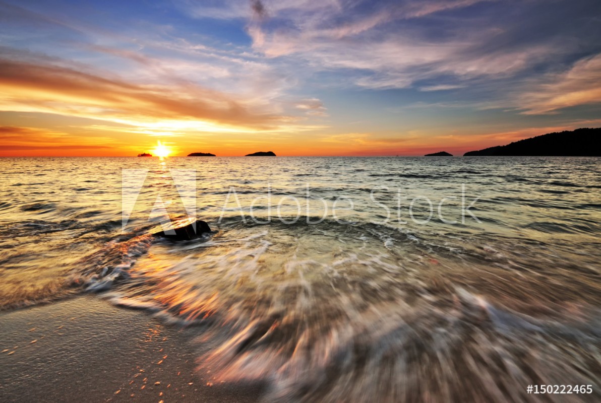 Beautiful sunset at the beach in Kota Kinabalu Sabah Borneo Malaysia ...