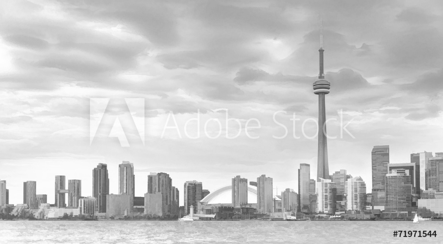 Toronto Skyline in Black and White from Wallmural | Wallpassion