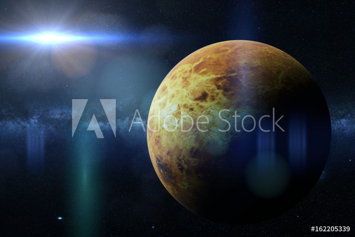 planet Venus in front of the Milky Way galaxy and the close Sun from ...