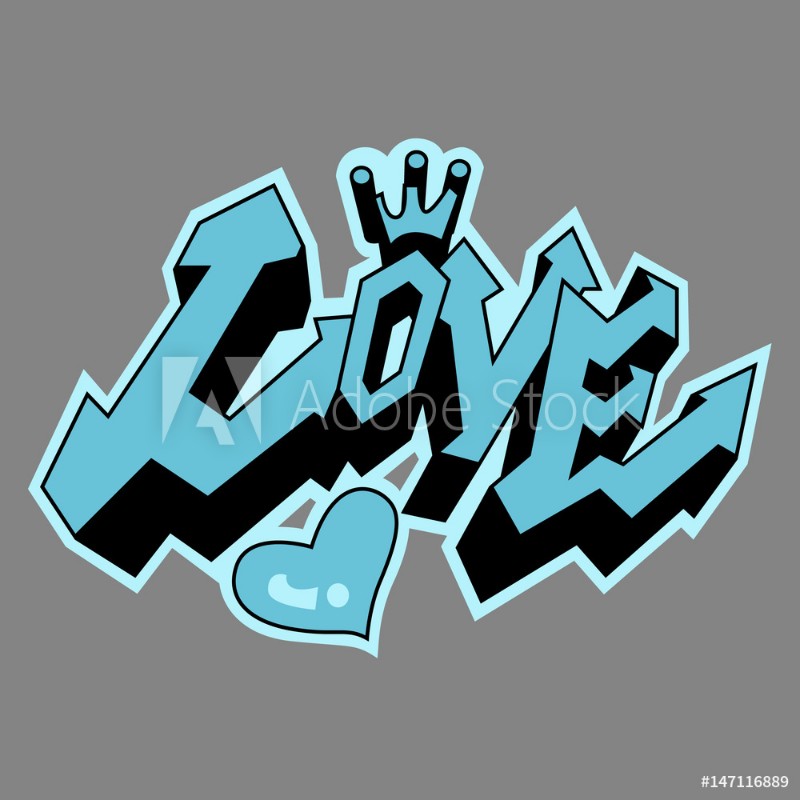 Wall mural Love in Graffiti style painting vector from Scandiwall ...