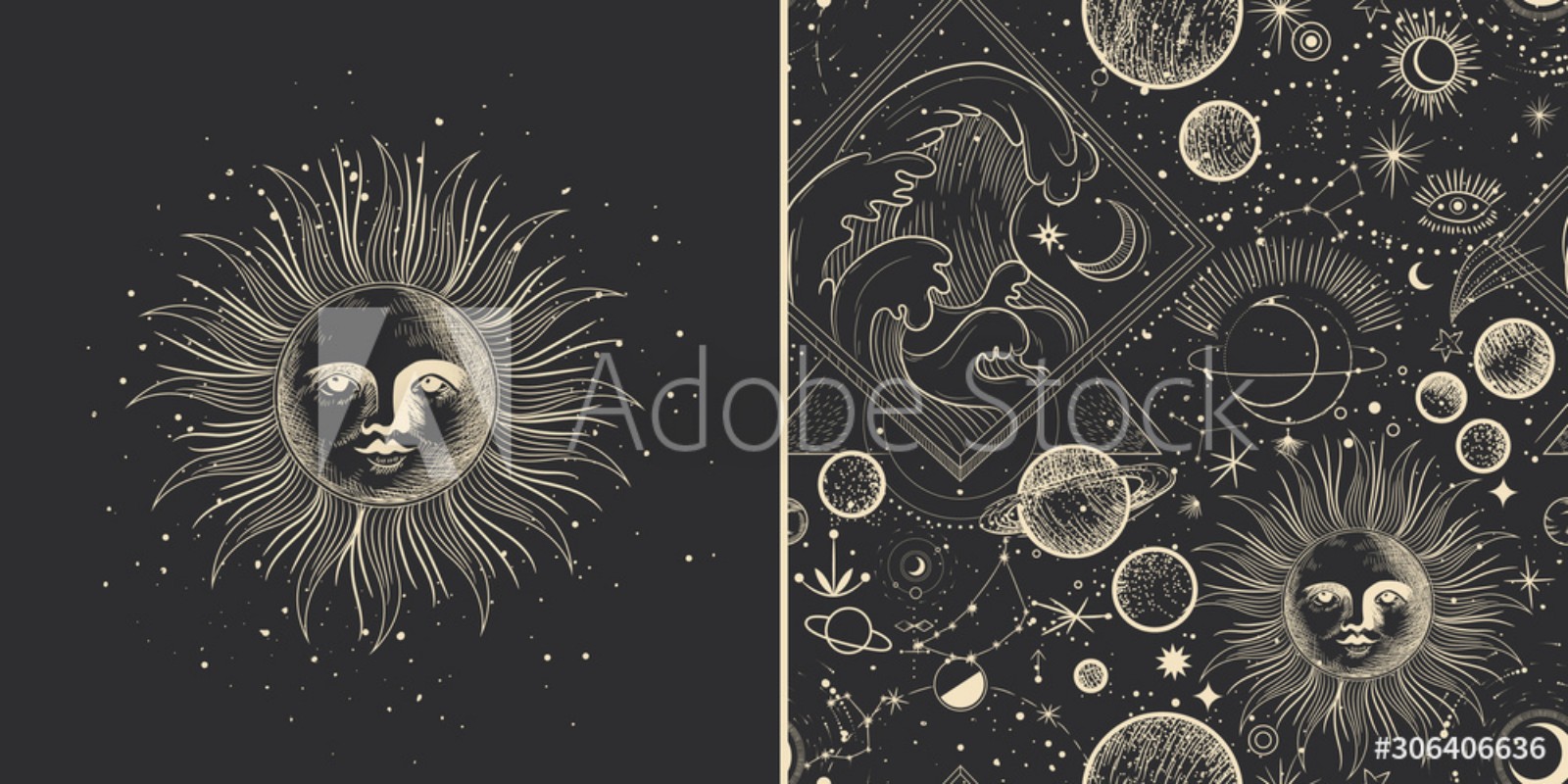 Wall mural Vector illustration set of moon phases Different stages of ...