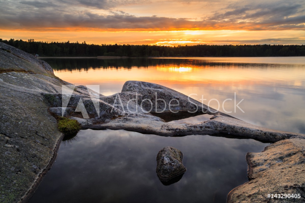 Wall mural Sunset in Swedish archipelago during summer from Scandiwall ...