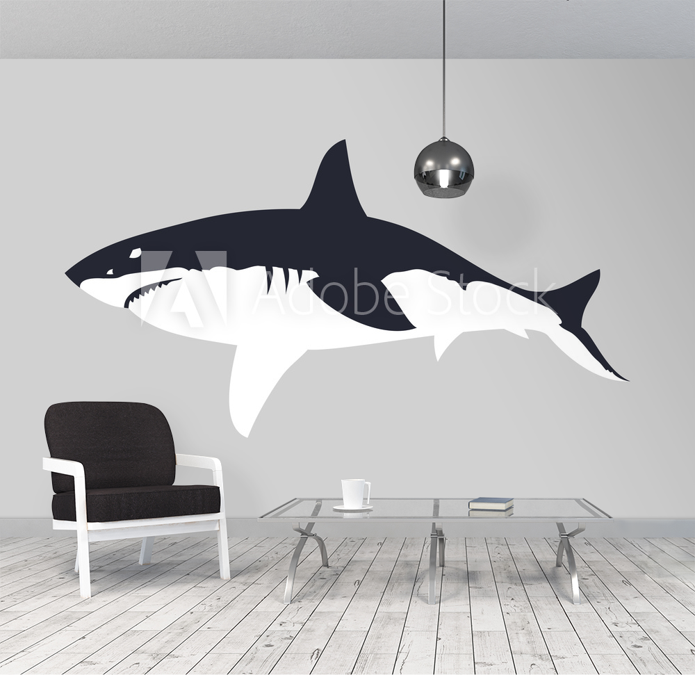 Great white shark vector illustration from Wallmural | Wallpassion