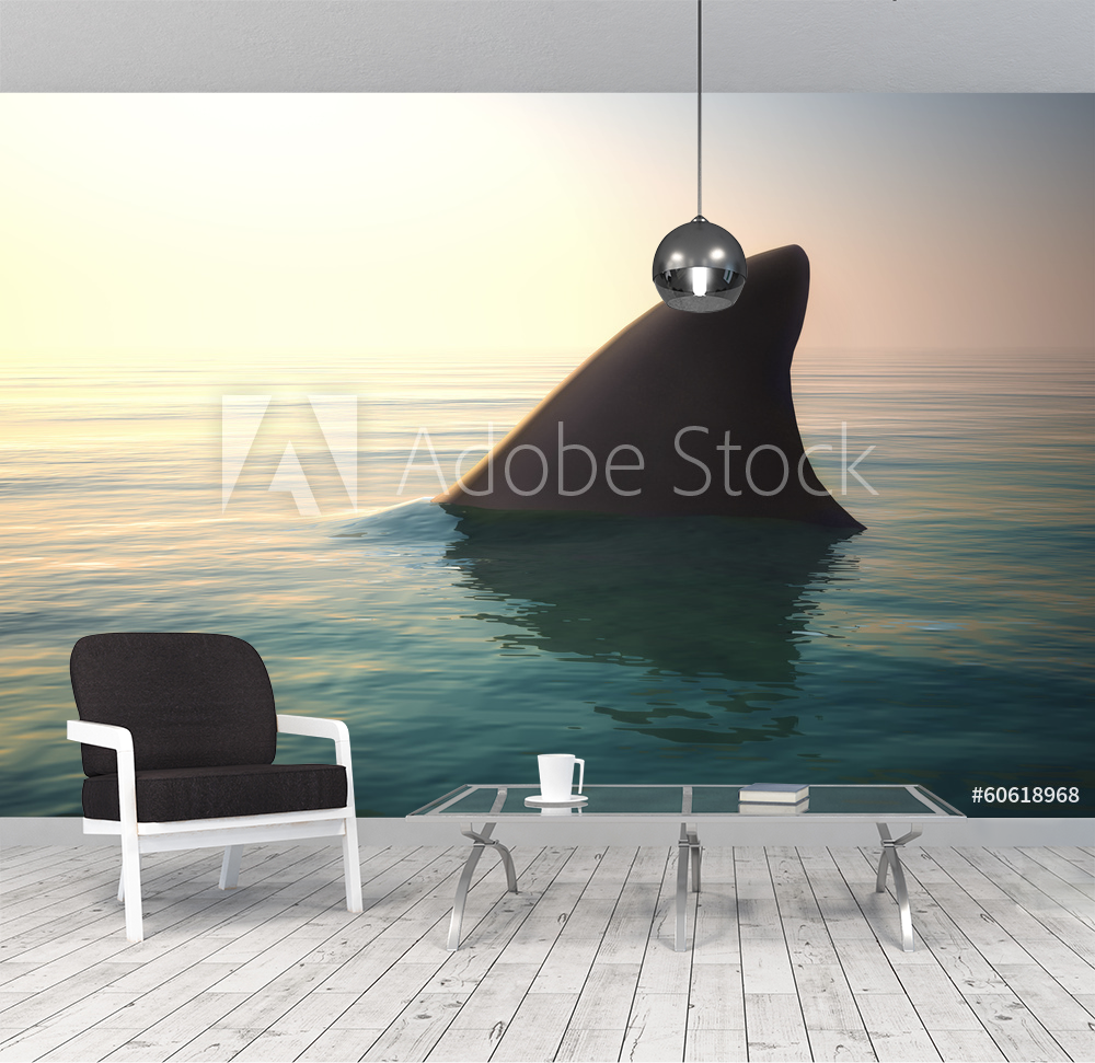 Shark fin above ocean water from Wallmural | Familywallpapers