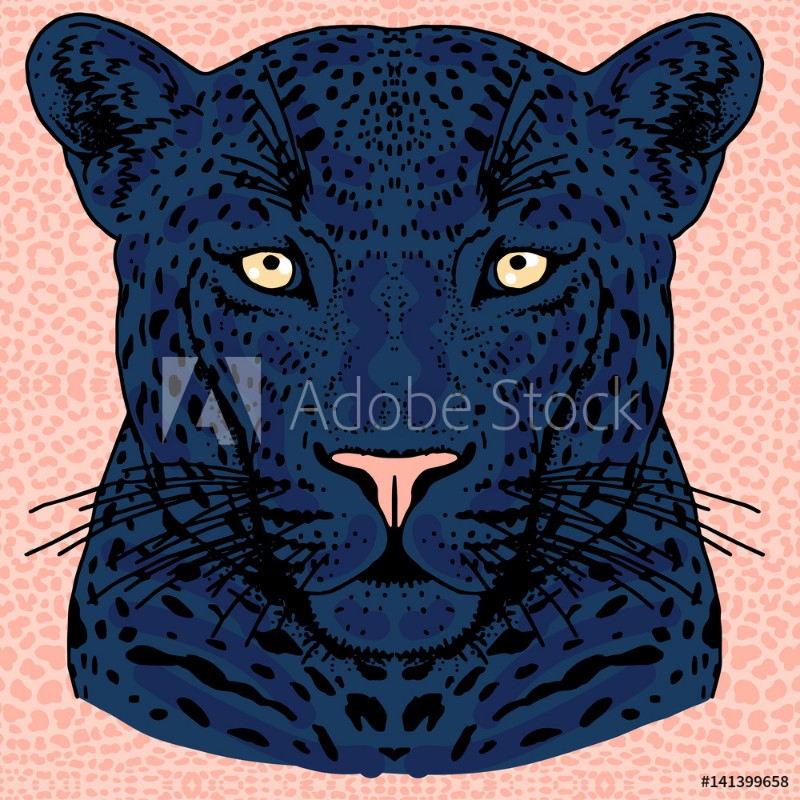 Fotobehang Leopard face tattoo Vector illustration print van Scandiwall ...