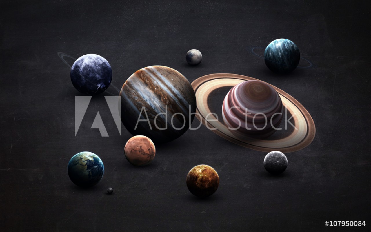 High resolution images presents planets of the solar system on ...