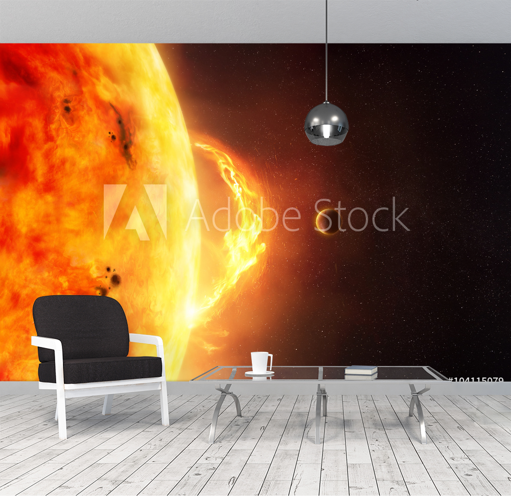 The Sun - Solar Flare An illustration of the sun and sun flare with a ...