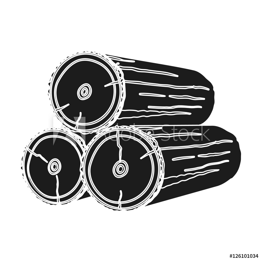 Stack of logs icon in black style isolated on white background Sawmill ...