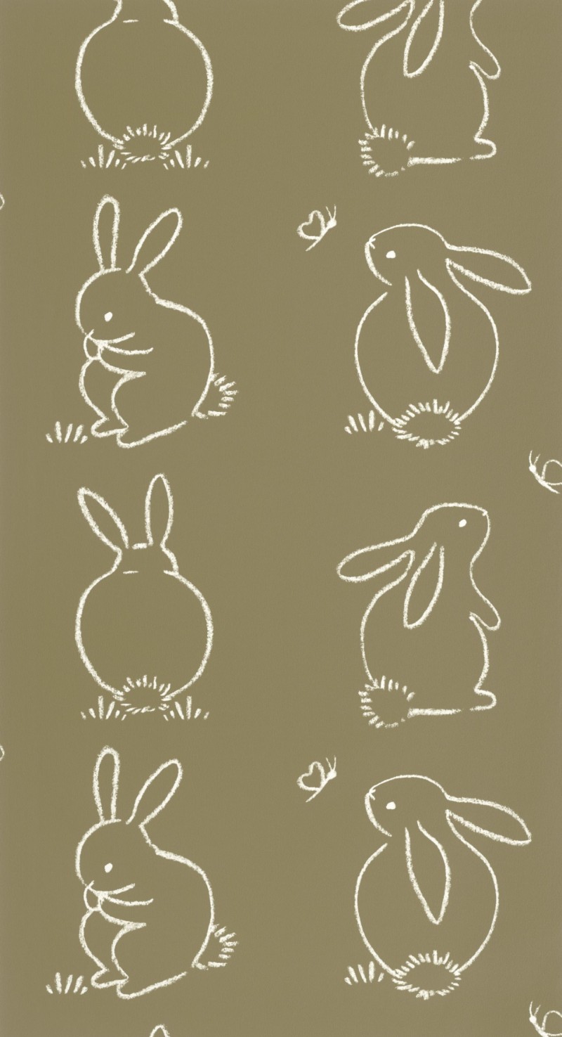 Funny Bunny Vert Kaki - 88387526 fra Casadeco | Familietapeter