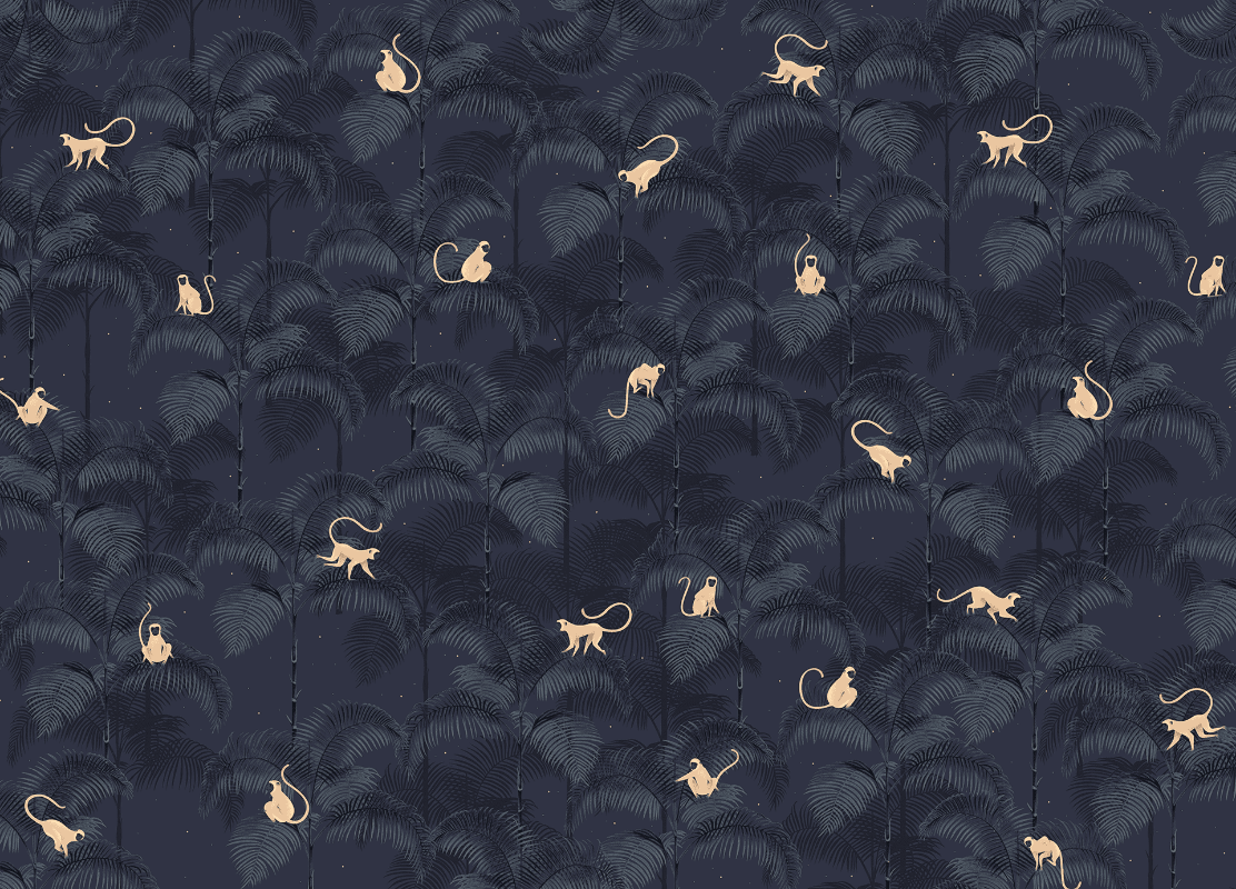 Monkey Night Blue - MUR-BASIC-Monkeynightblue4 fra Creative Lab ...
